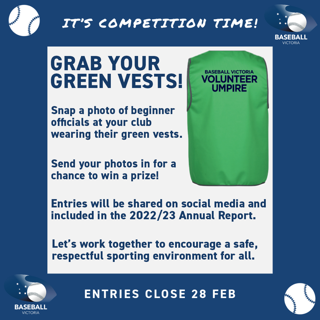 Baseball Victoria Green Vest Program Supports Beginner Officials ...