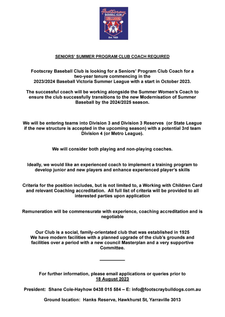 Club Ads - Baseball Victoria